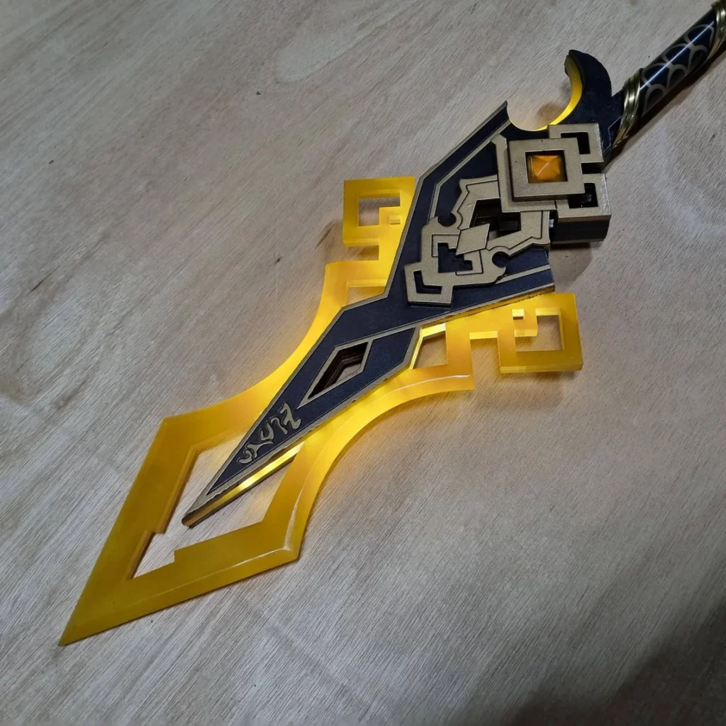 Genshin Impact Vortex Vanquisher Zhongli Polearm Spear LED Acrylic