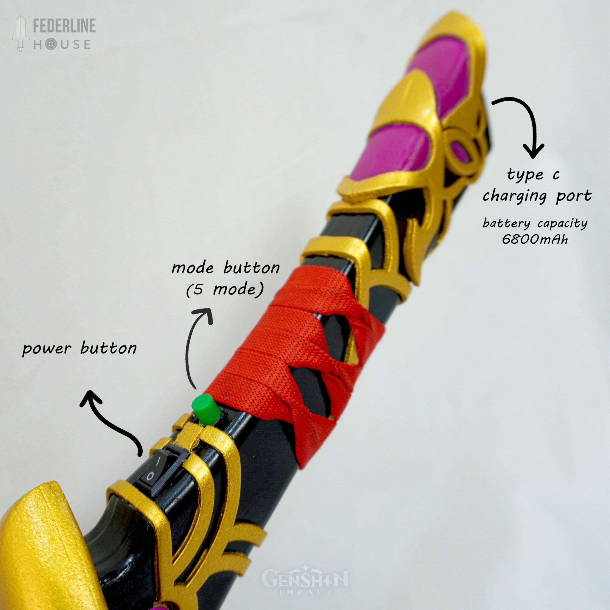 Genshin Impact Musou no Hitotachi LED Sword For Raiden Shogun